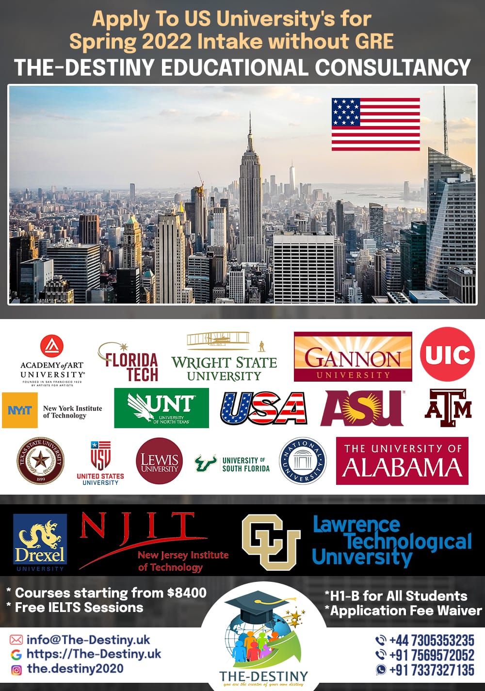 Apply To US Universities For Spring 2022 Without GRE The Destiny apply-to-us-universities-for-spring-2022-without-gre-the-destiny